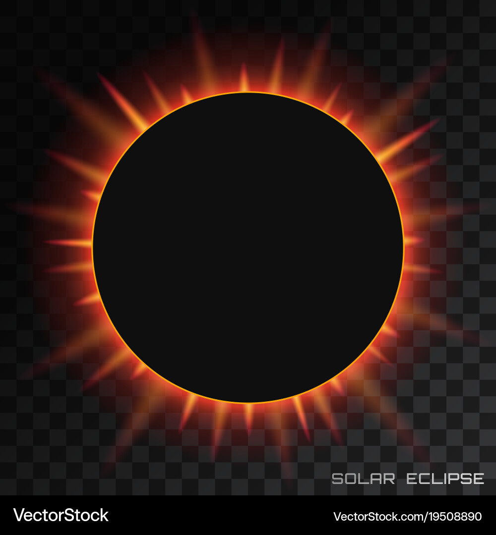 Total solar eclipse on transparent Royalty Free Vector Image