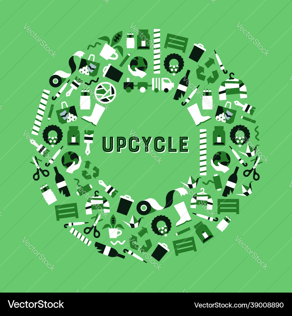 Upcycling green modern flat icon upcycle concept Vector Image