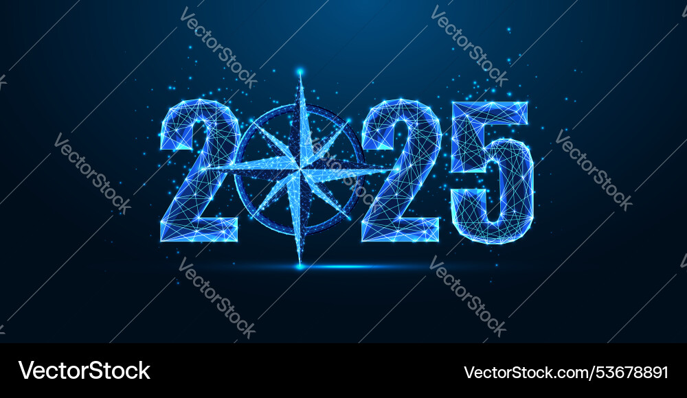 2025 vision new year concept banner glowing Vector Image