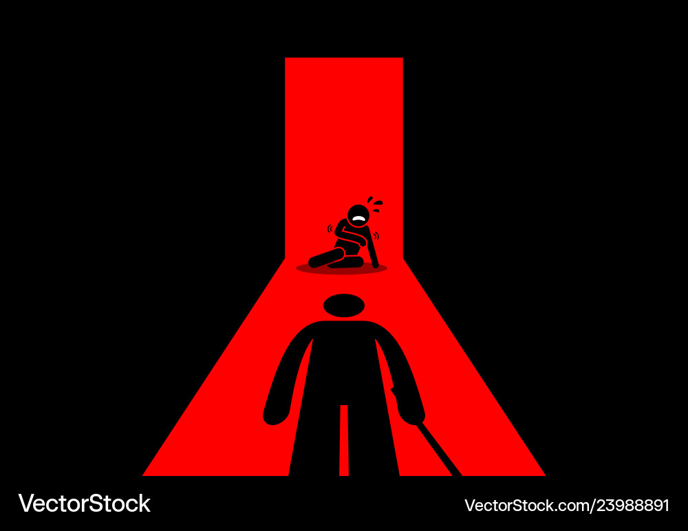 Abusive father beating and torturing his son Vector Image