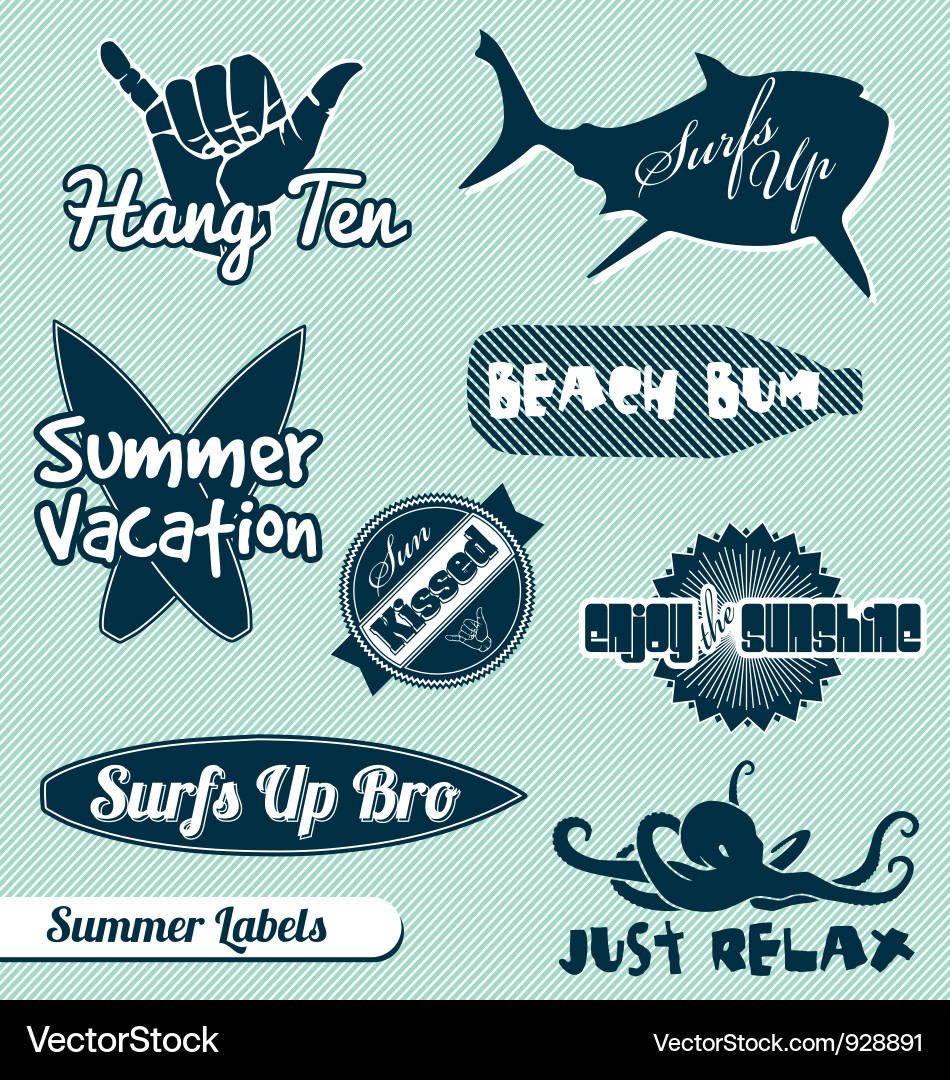 Beach Surf Labels - Summer Vibes Royalty Free Vector Image