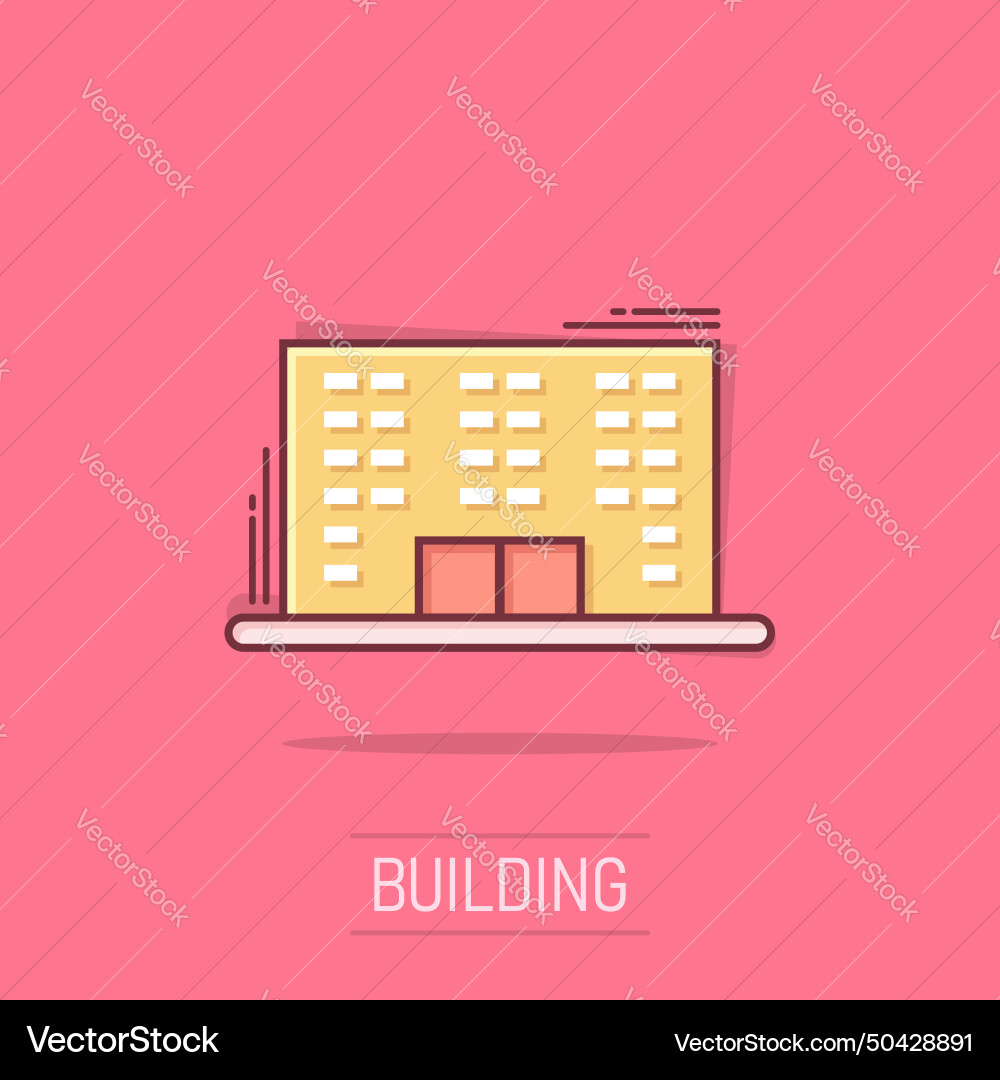 Building icon in comic style town skyscraper Vector Image