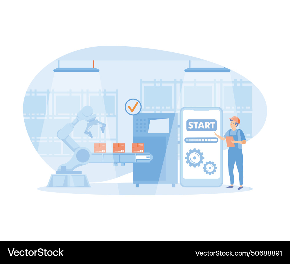 Engineer working with interactive interface smart Vector Image
