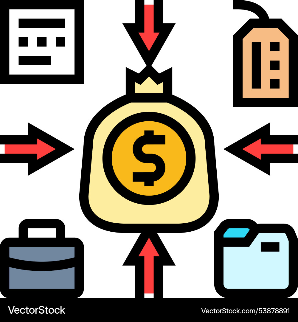 Income sources budget planning color icon Vector Image