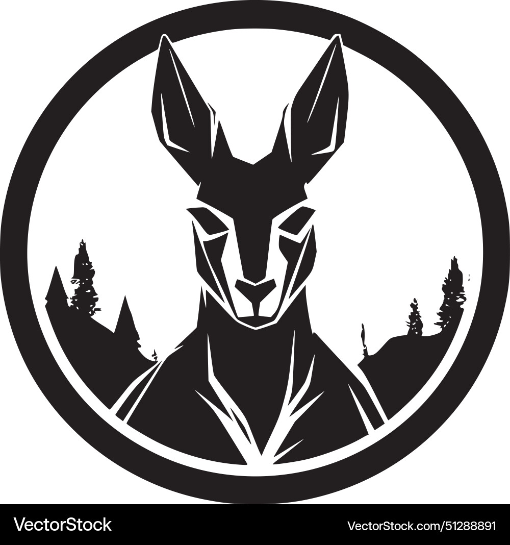 Kangaroo - black and white isolated icon Vector Image
