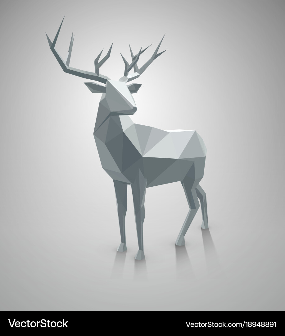 Low poly deer with space for text Royalty Free Vector Image