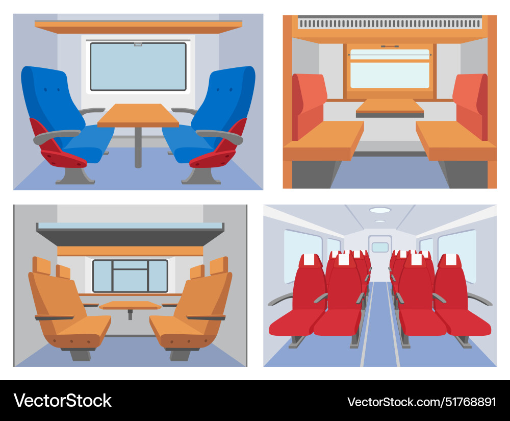 Modern comfortable railroad train interior with Vector Image