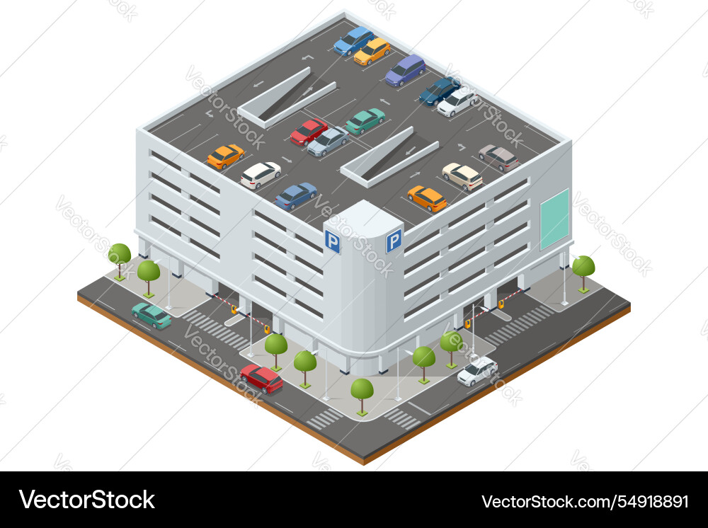 Multi-level parking building Royalty Free Vector Image