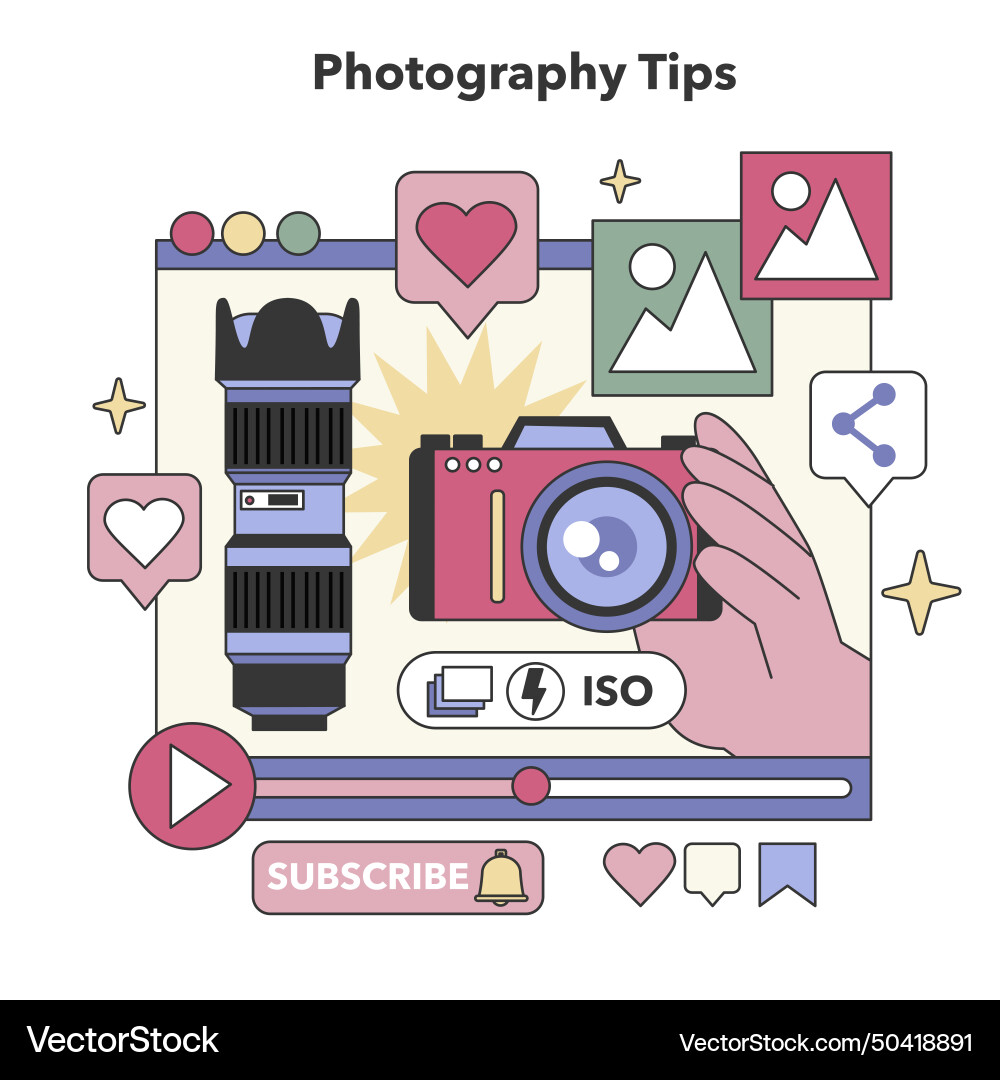 Photography tips guide flat Royalty Free Vector Image