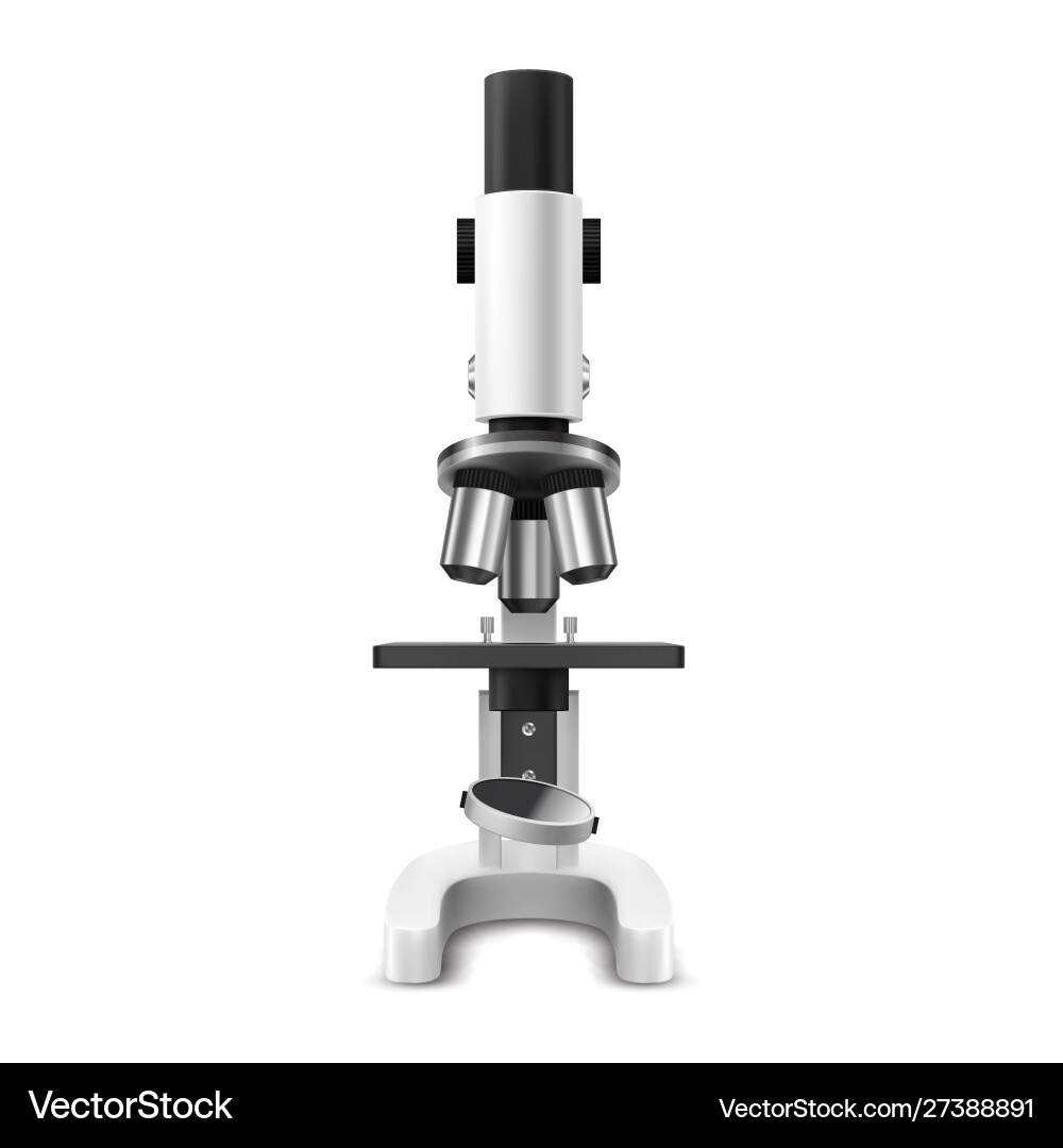 Realistic or 3d microscope front view Royalty Free Vector