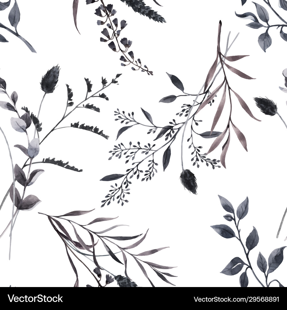 Watercolor Herb Pattern Royalty Free Vector Image