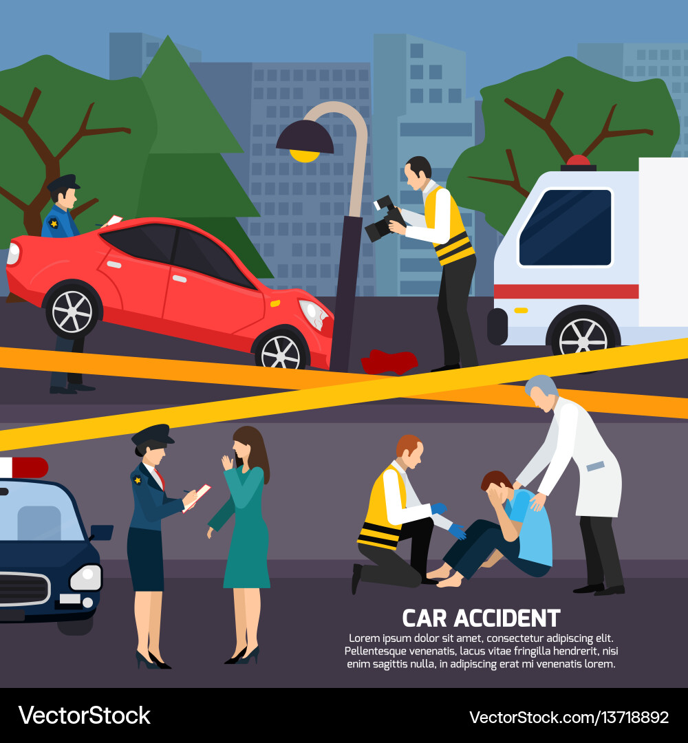 Car Crash Scene - Emergency Response Royalty Free Vector