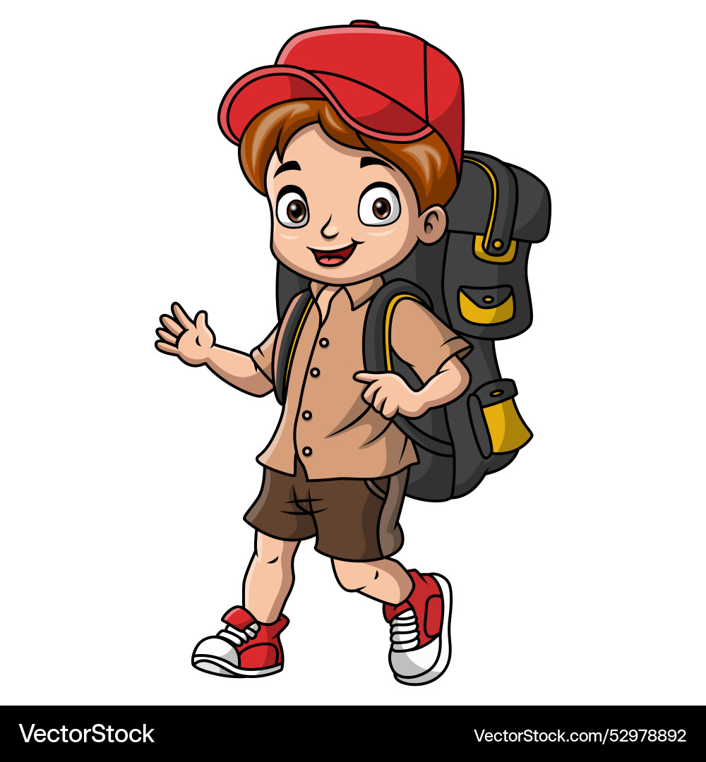 Cute little school boy cartoon Royalty Free Vector Image