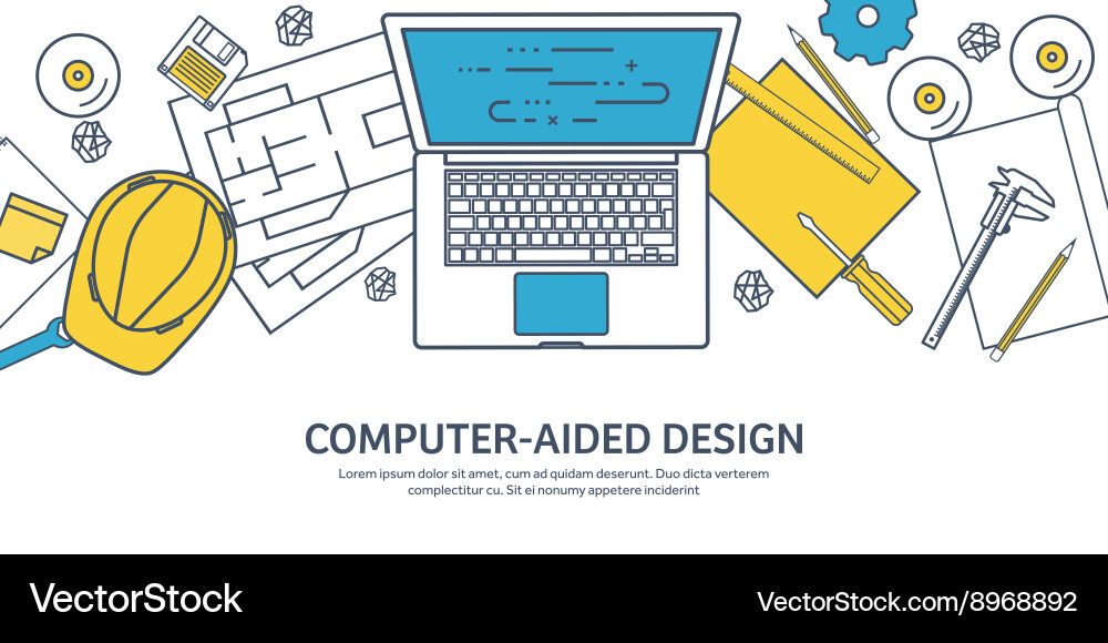 Lined outline engineering Royalty Free Vector Image