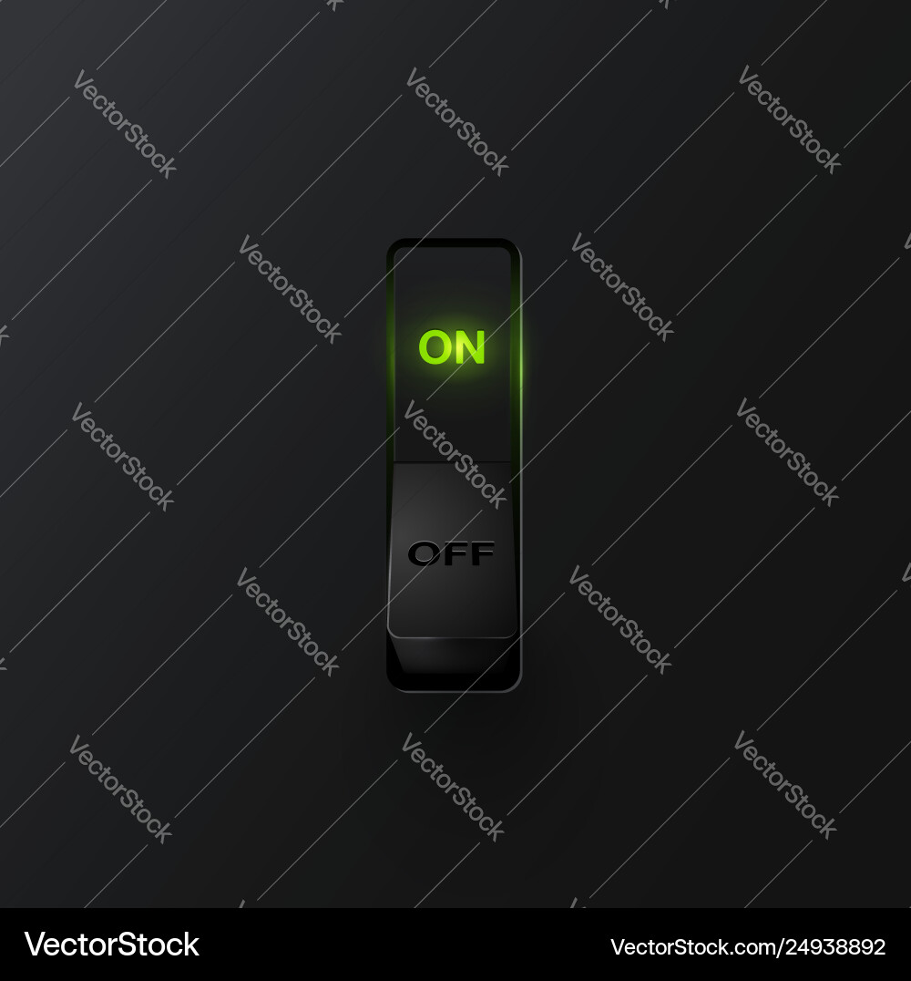 Realistic black switch with backlight Royalty Free Vector