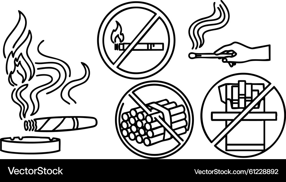 Smoking Prohibition Signs - No Cigar – Royalty-Free Vector | VectorStock