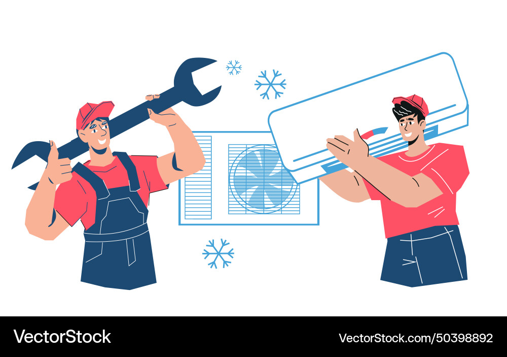 Technicians of air conditioner professional Vector Image