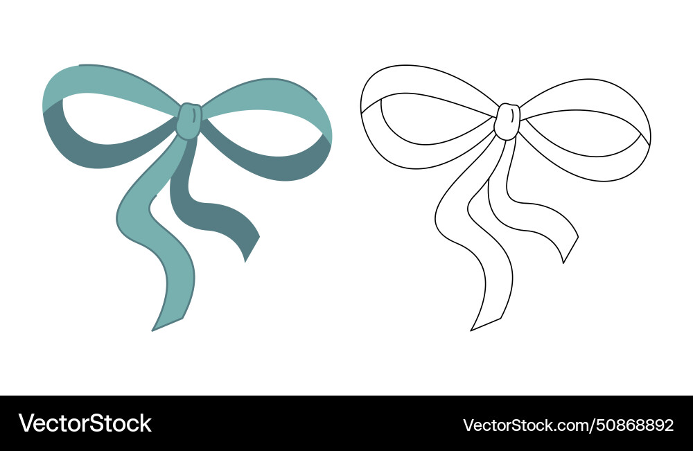 Two hair bows colored black and white doodle Vector Image