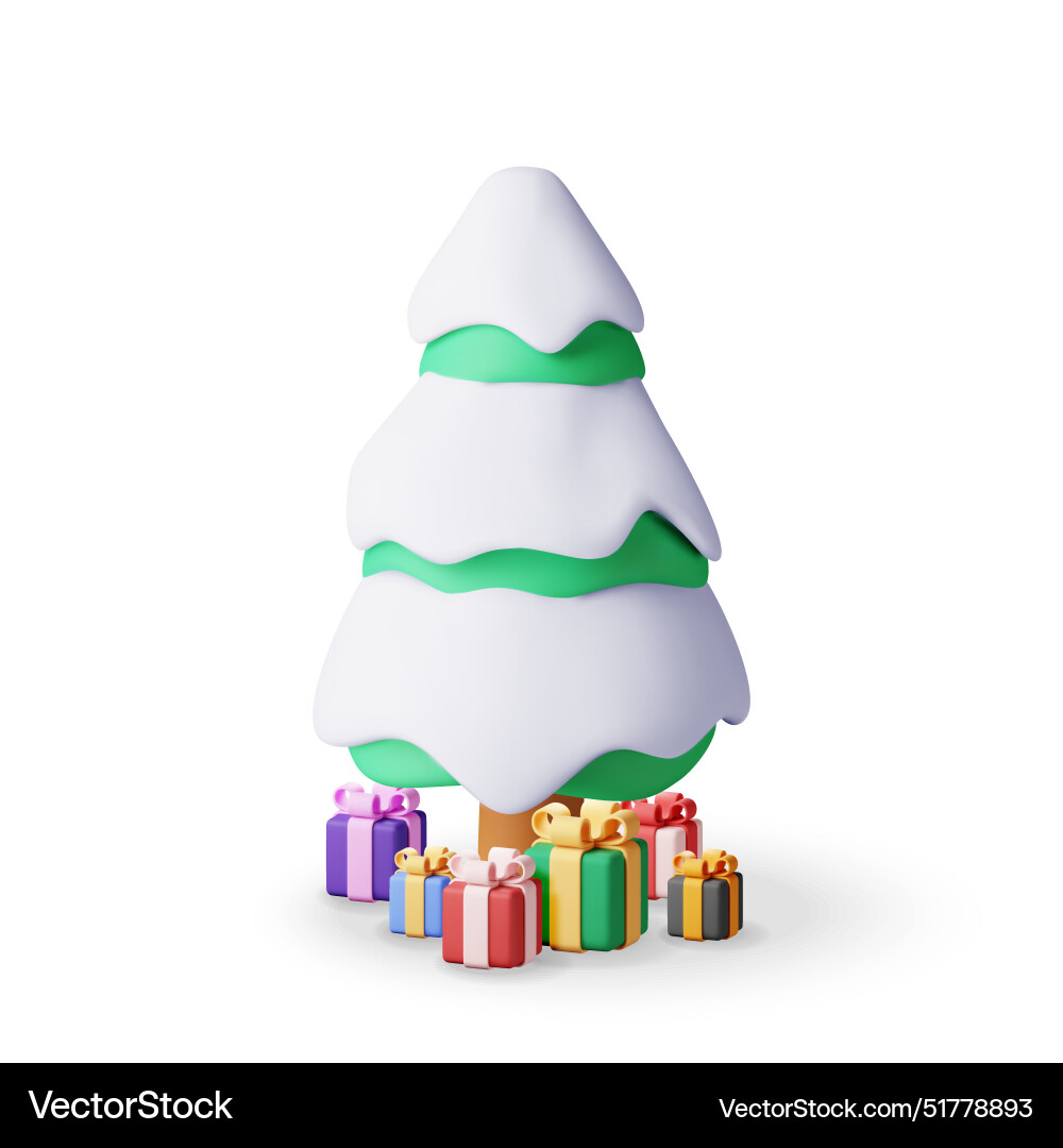 3d christmas tree decorated with gift boxes Vector Image