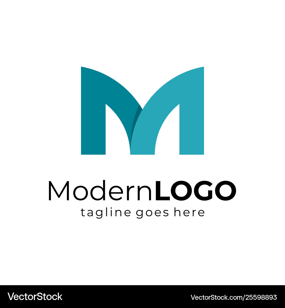 Blue letter m business logo flat design Royalty Free Vector
