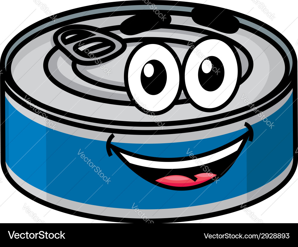Cartoon happy tin can character Royalty Free Vector Image