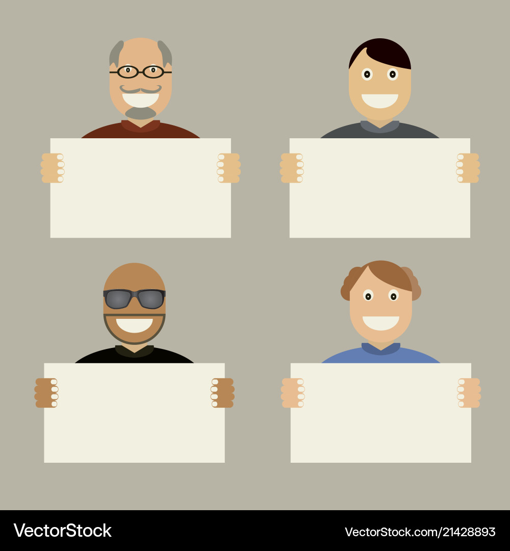 Characters with white card board Royalty Free Vector Image