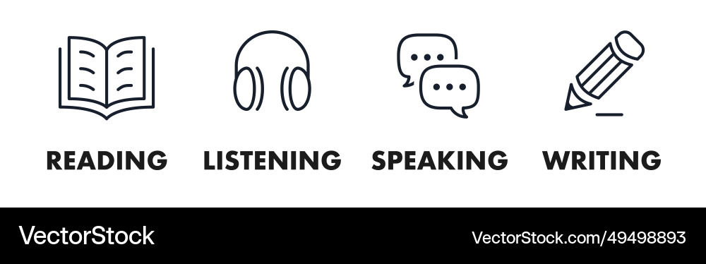 Language skills icon set black line style Vector Image