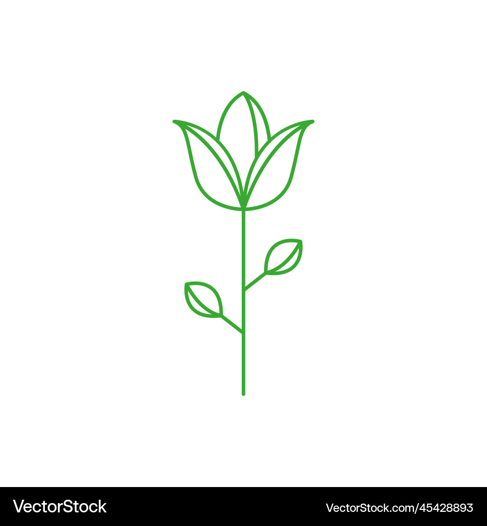 Line art plant icon logo Royalty Free Vector Image