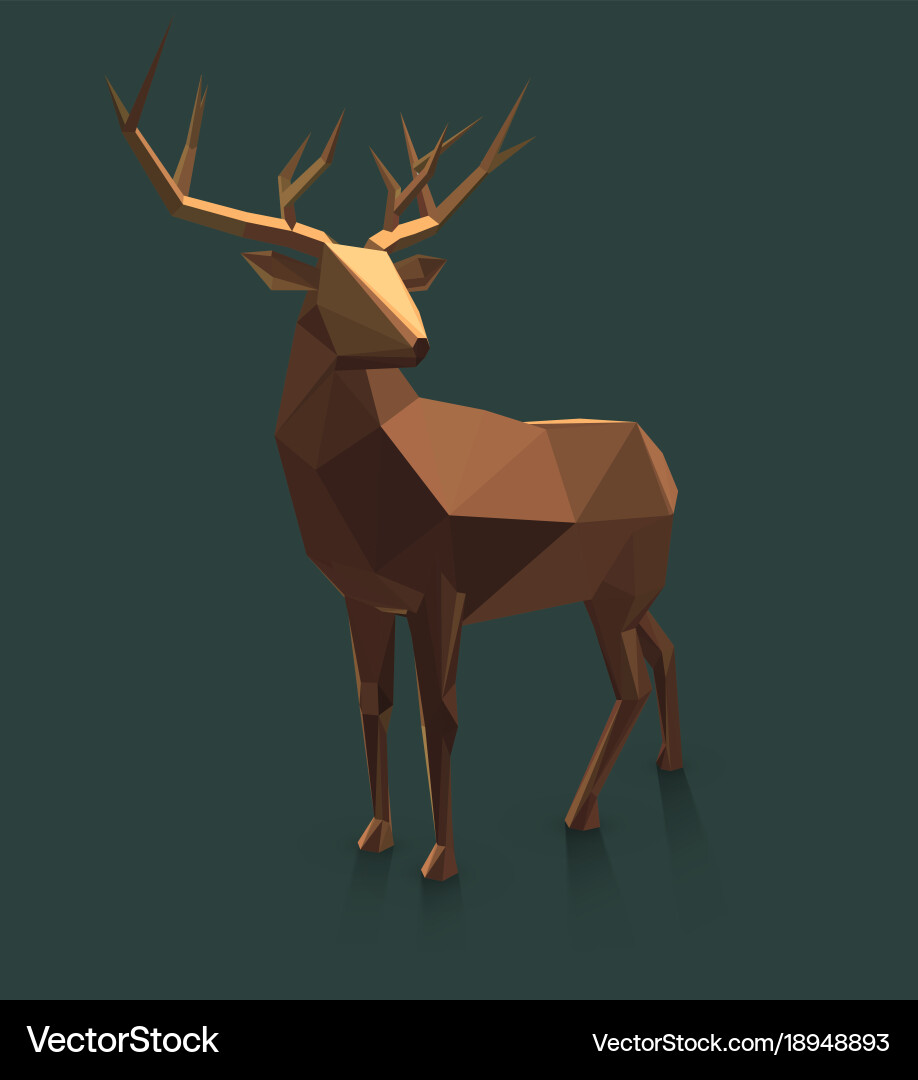 Low poly deer Royalty Free Vector Image - VectorStock