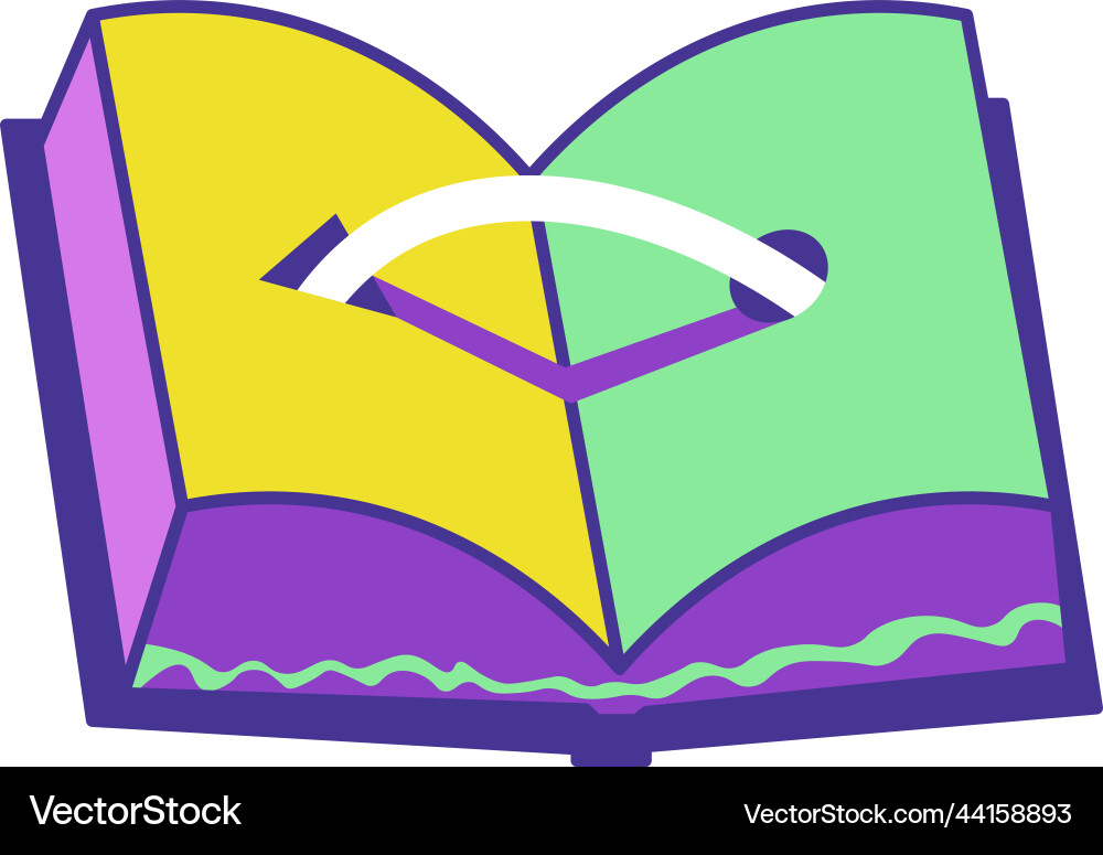 Open book with geometric shapes and blank pages Vector Image