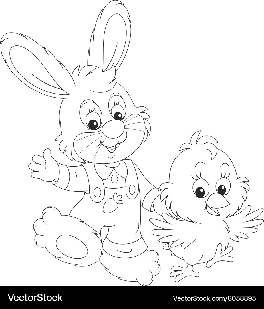 Rabbit and Chick Friends Royalty Free Vector Image