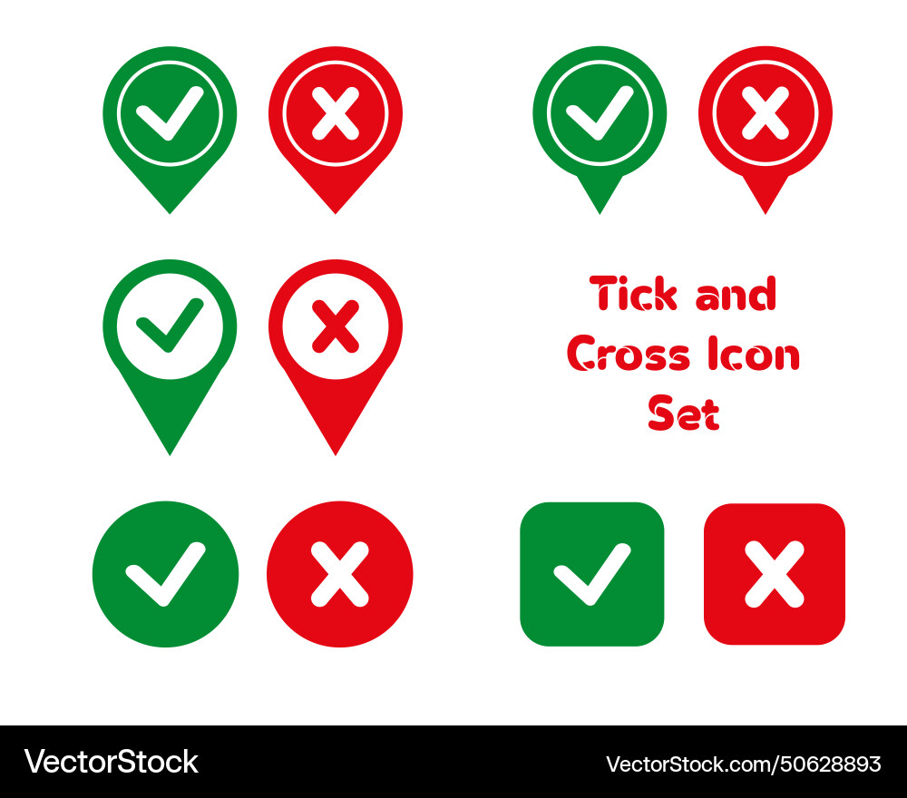 Tick and cross signs Royalty Free Vector Image