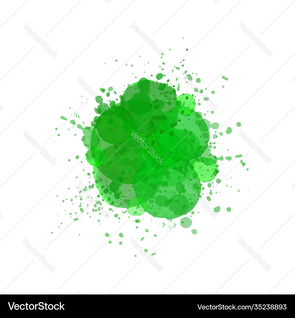 Watercolor splash effect background green brush Vector Image