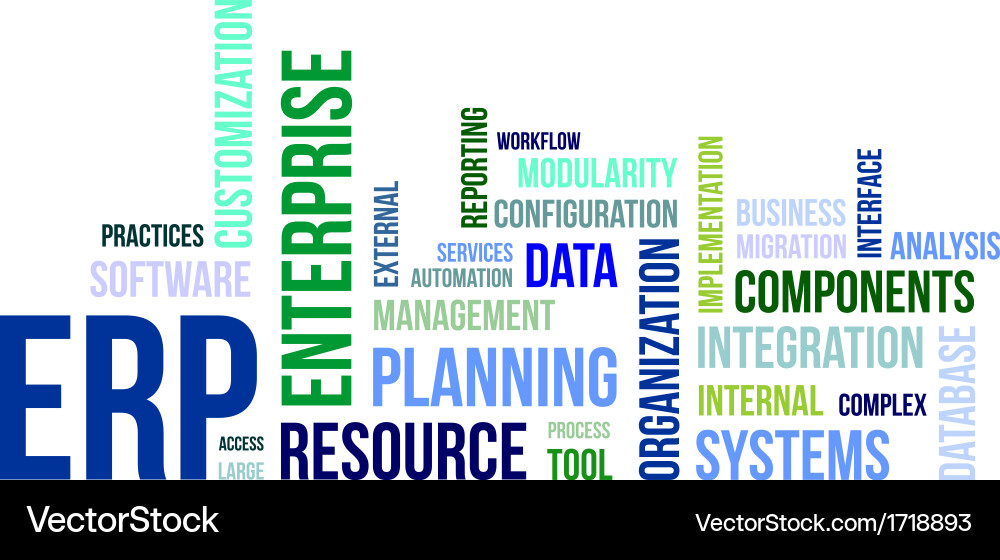 Word cloud erp Royalty Free Vector Image - VectorStock