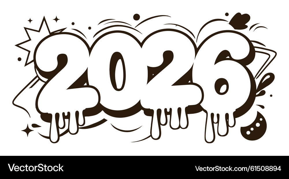 2026 Graffiti Number Art – Royalty-Free Vector | VectorStock