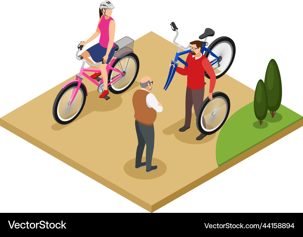 Bicycles isometric composition Royalty Free Vector Image