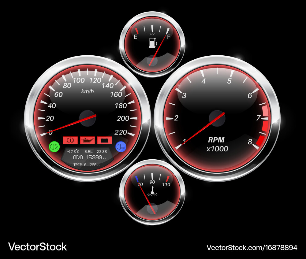 Car dashboard speedometer tachometer fuel Vector Image