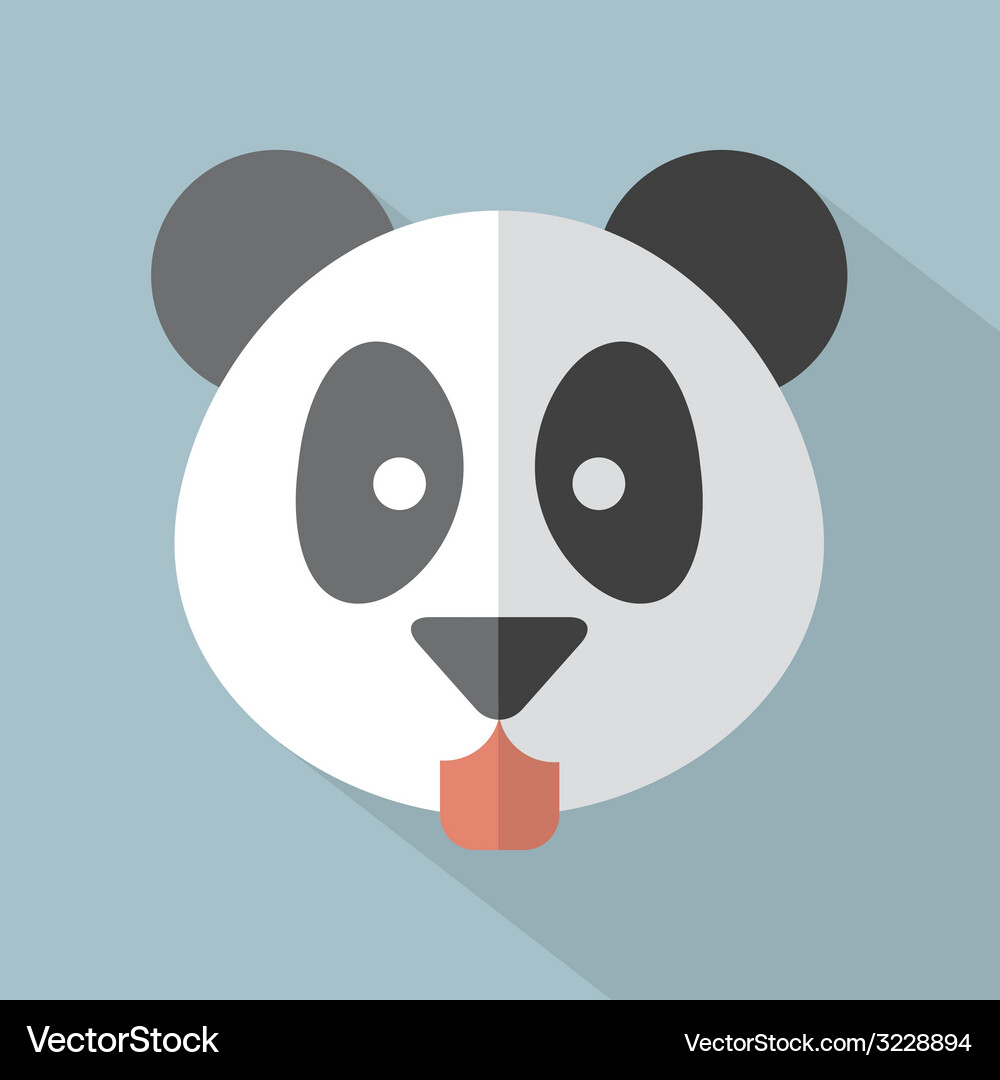 Cute Panda Icon - Flat Style Royalty Free Vector Image