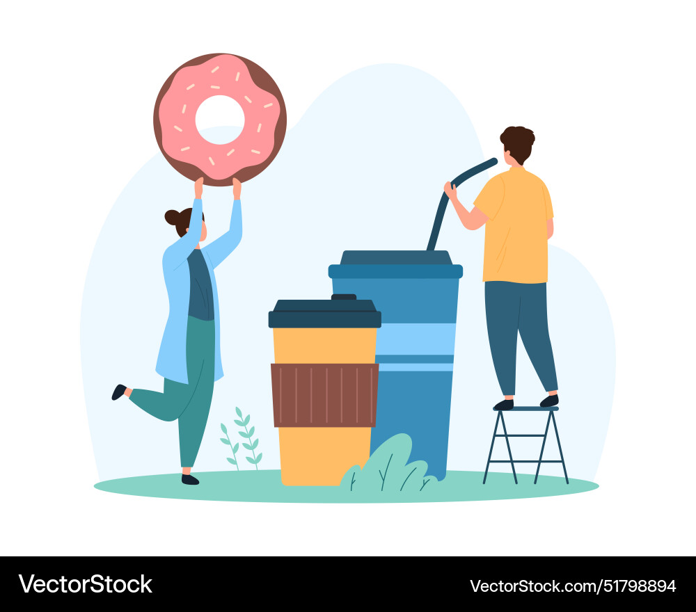 Fast food restaurant order and delivery tiny Vector Image