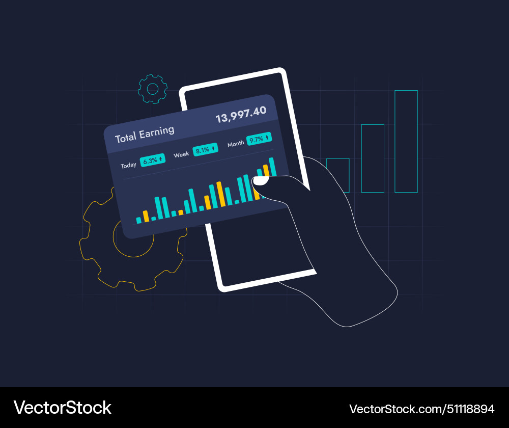 Profit growth graph revenue increase chart Vector Image