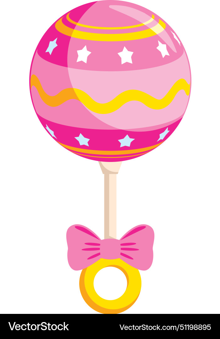 Baby shower pink rattle Royalty Free Vector Image