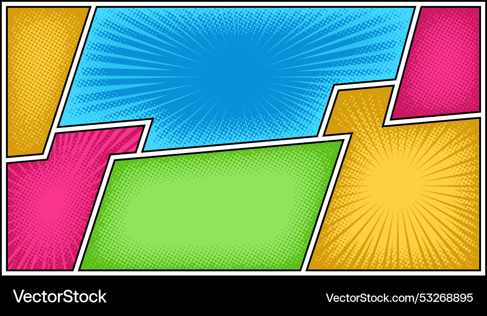 Colorful comic cartoon panel background template Vector Image