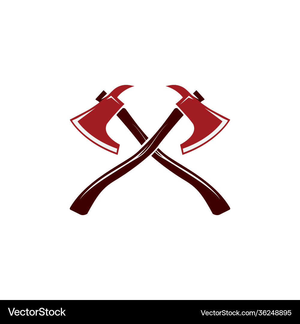 Cross axe symbol logo design template Royalty Free Vector