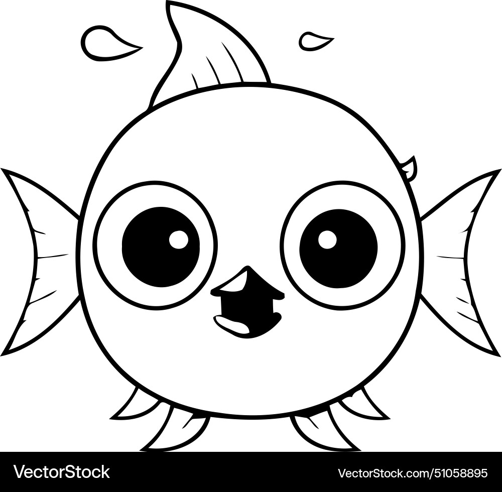 Cute cartoon fish character in a flat style Vector Image