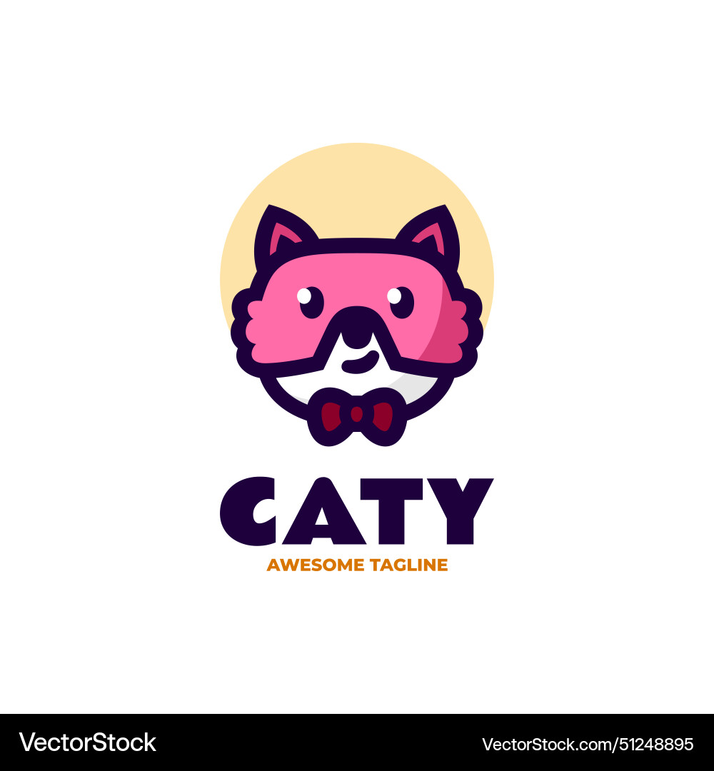 Logo cat mascot cartoon style Royalty Free Vector Image