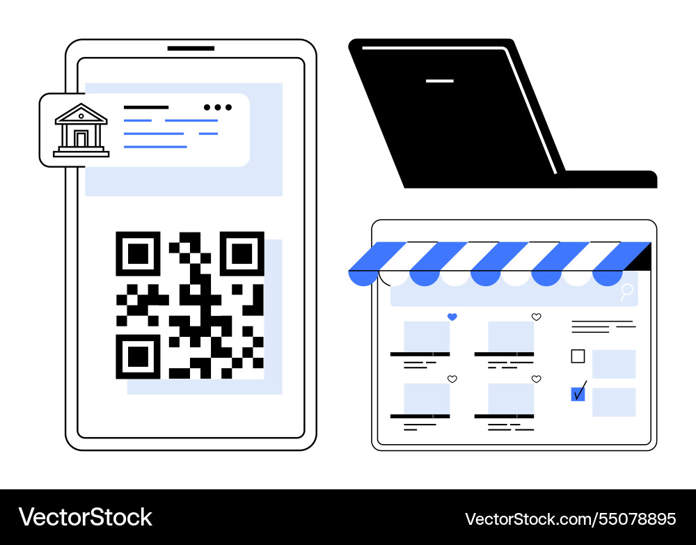 Mobile payment qr code and online shopping Vector Image