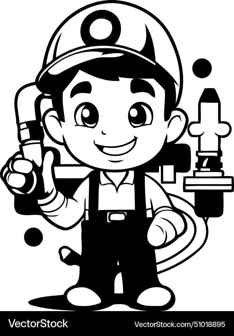 Plumber character cartoon isolated on a white Vector Image