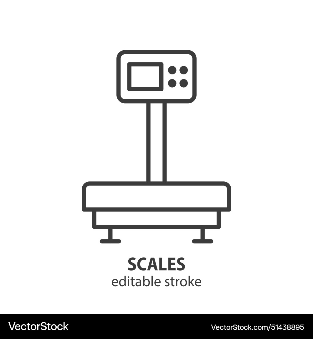 Scales line icon weighing symbol editable Vector Image