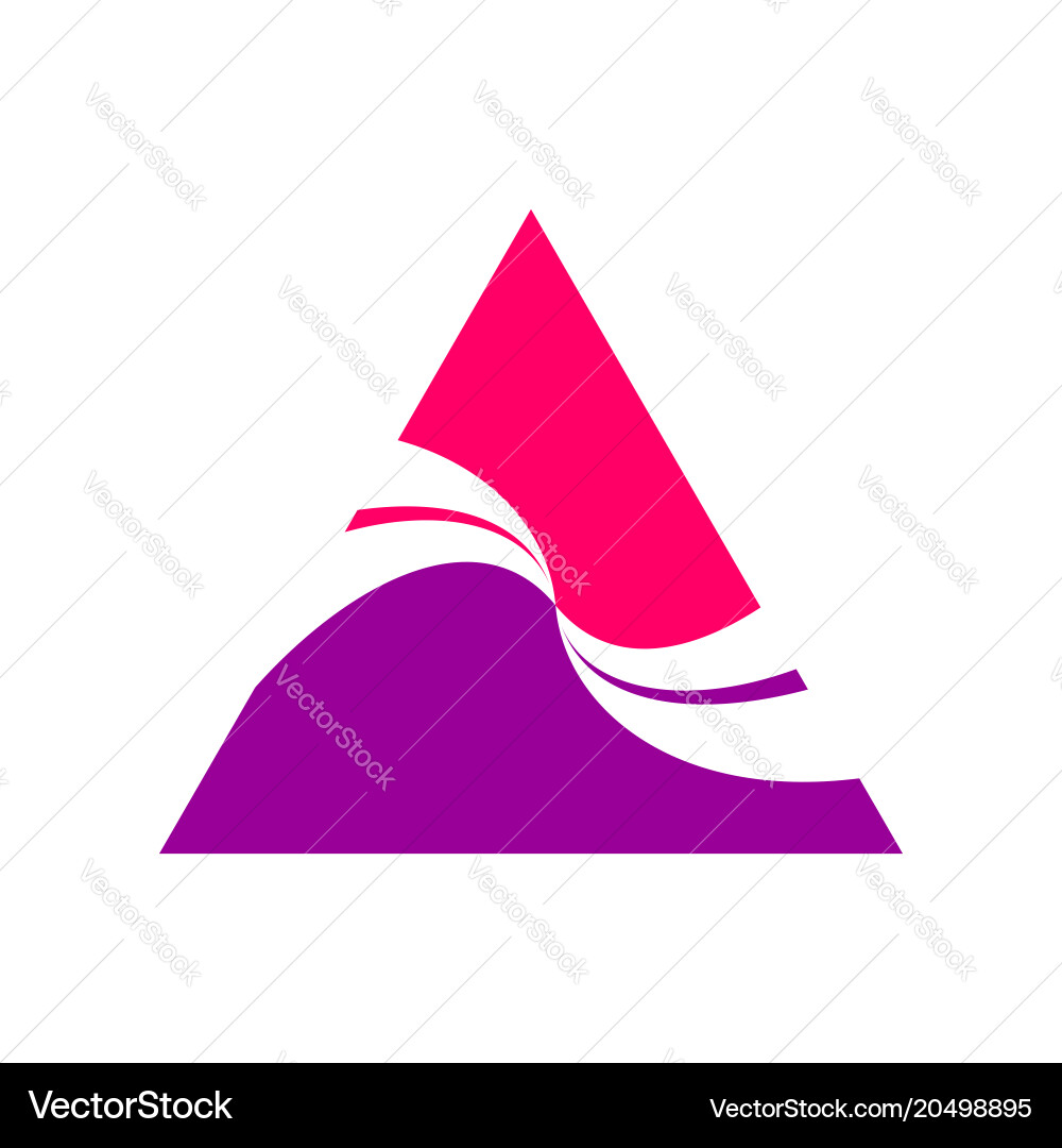 Wave swoosh connection triangle shape symbol logo Vector Image