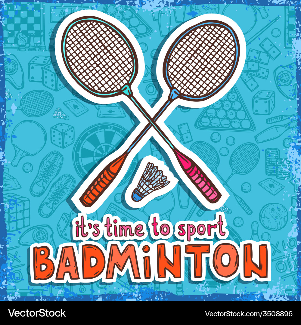 Badminton sketch background Royalty Free Vector Image